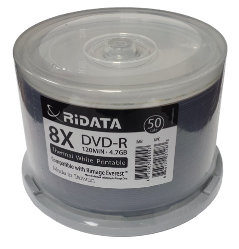 Ritek Ridata 8X DVD-R 4.7GB White Thermal Hub (Everest Compatible) [Di ...