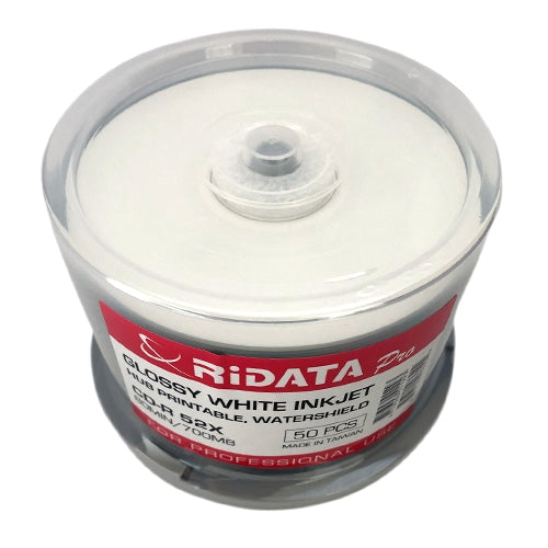 Ritek Ridata Pro 52X CD-R 80min 700MB Water Shield White Inkjet Hub [D ...