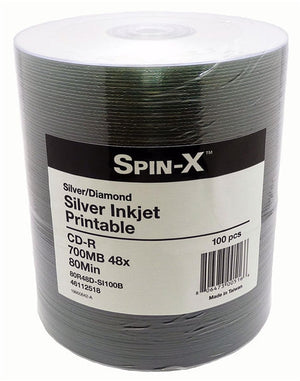 Spin-X Diamond Certified 48x CD-R 80min 700MB Silver Inkjet Printable ...