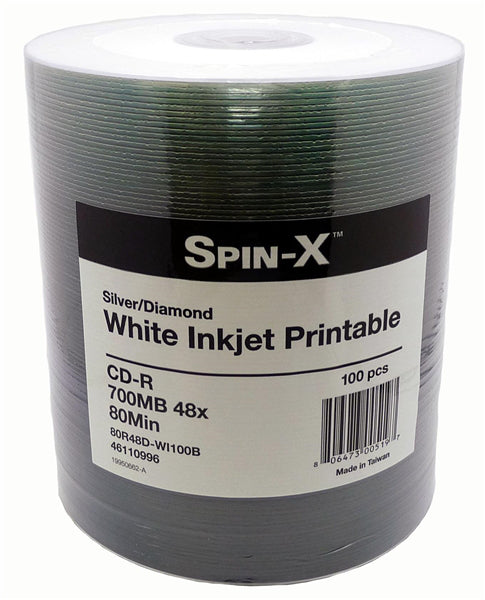 Spin-X Diamond Certified 48x CD-R 80min 700MB White Inkjet Printable ...